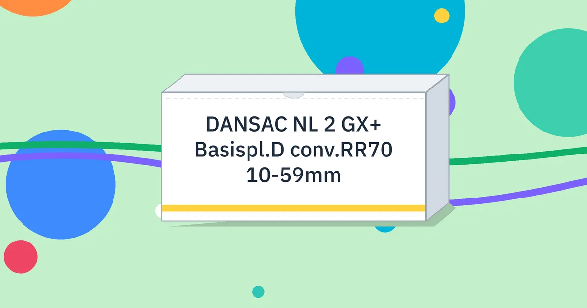 Symbolbild: Packung mit der Aufschrift DANSAC NL 2 GX+ Basispl.D conv.RR70 10-59mm (PZN 10920569) – Verfügbarkeit und Bezug in Apotheken in Frankfurt am Main