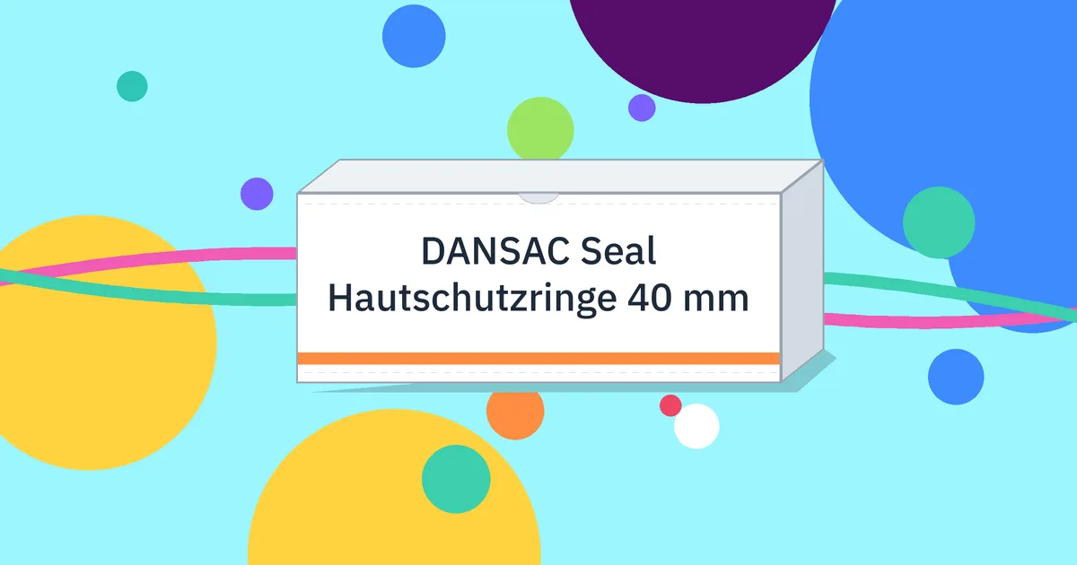 Symbolbild: Packung mit der Aufschrift DANSAC Seal Hautschutzringe 40 mm (PZN 09390327) – Verfügbarkeit und Bezug in Apotheken in Frankfurt am Main