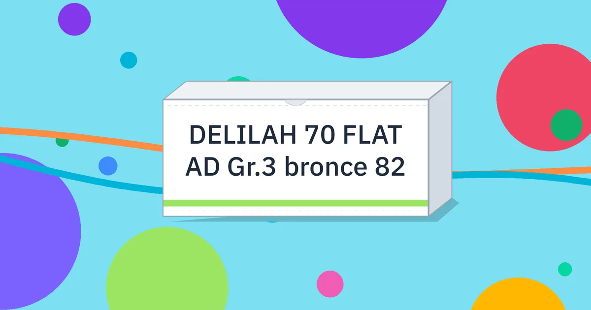 Symbolbild: Packung mit der Aufschrift DELILAH 70 FLAT AD Gr.3 bronce 82 (PZN 13847614) – Verfügbarkeit und Bezug in Apotheken in Frankfurt am Main
