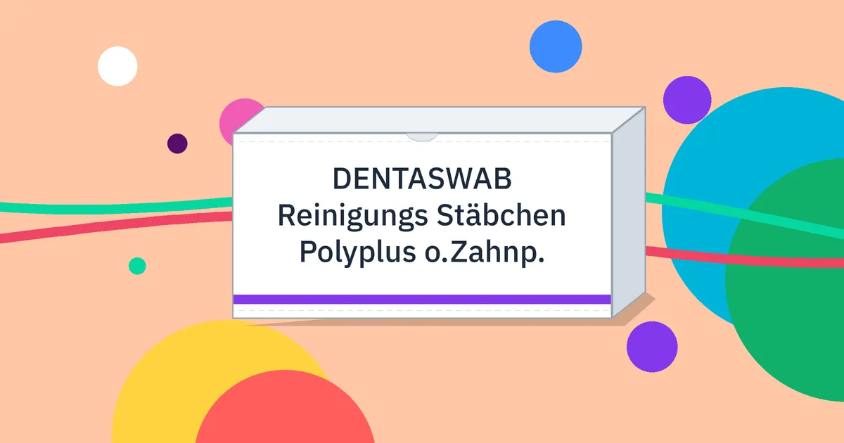 Symbolbild: Packung mit der Aufschrift DENTASWAB Reinigungs Stäbchen Polyplus o.Zahnp. (PZN 06800977) – Verfügbarkeit und Bezug in Apotheken in Frankfurt am Main