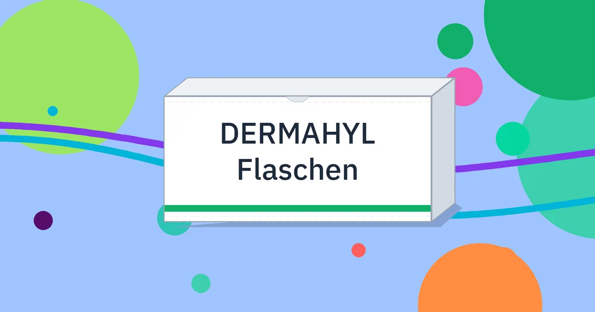 Symbolbild: Packung mit der Aufschrift DERMAHYL Flaschen (PZN 09385496) – Verfügbarkeit und Bezug in Apotheken in Frankfurt am Main