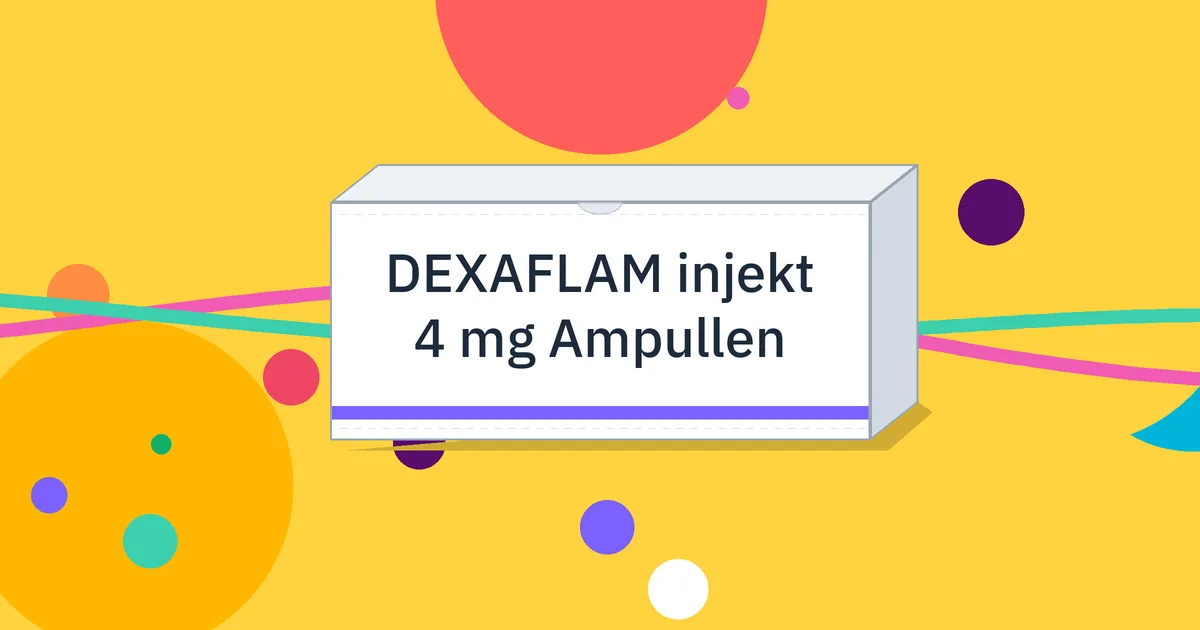 Symbolbild: Packung mit der Aufschrift DEXAFLAM injekt 4 mg Ampullen (PZN 02410854) – Verfügbarkeit und Bezug in Apotheken in Frankfurt am Main