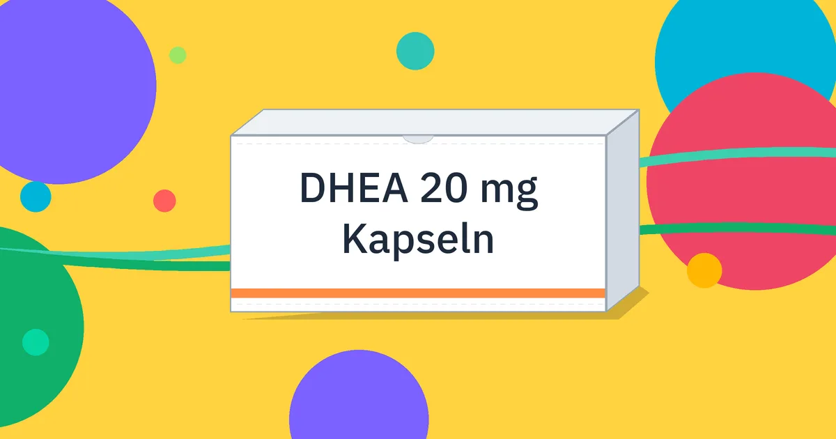 Symbolbild: Packung mit der Aufschrift DHEA 20 mg Kapseln (PZN 18787609) – Verfügbarkeit und Bezug in Apotheken in Frankfurt am Main