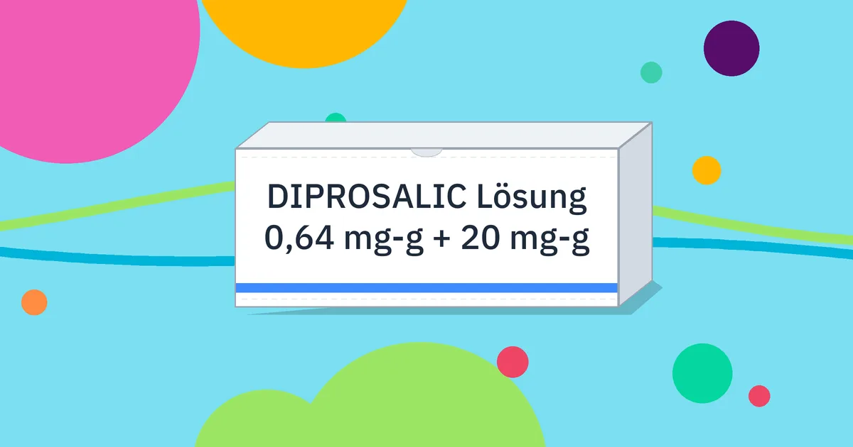 Symbolbild: Packung mit der Aufschrift DIPROSALIC Lösung 0,64 mg-g + 20 mg-g (PZN 13981301) – Verfügbarkeit und Bezug in Apotheken in Frankfurt am Main