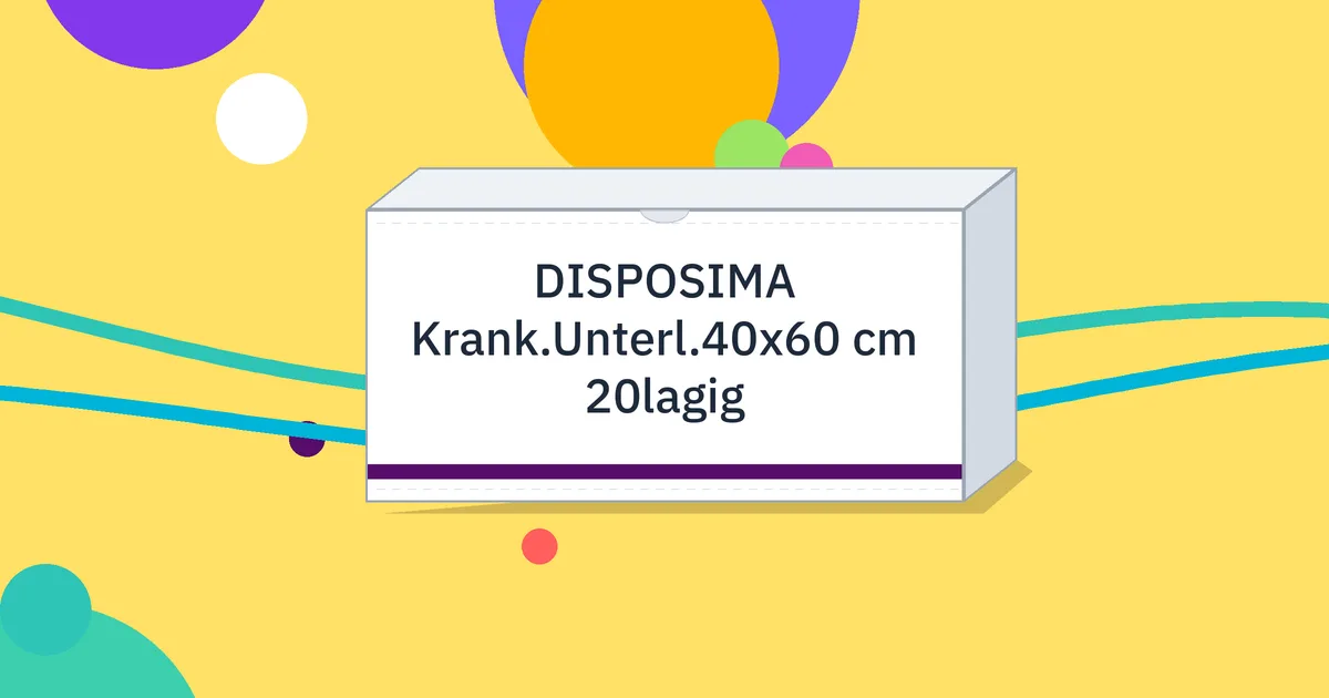 Symbolbild: Packung mit der Aufschrift DISPOSIMA Krank.Unterl.40x60 cm 20lagig (PZN 01450863) – Verfügbarkeit und Bezug in Apotheken in Frankfurt am Main