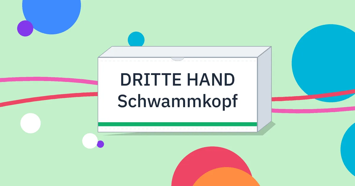 Symbolbild: Packung mit der Aufschrift DRITTE HAND Schwammkopf (PZN 03184578) – Verfügbarkeit und Bezug in Apotheken in Frankfurt am Main