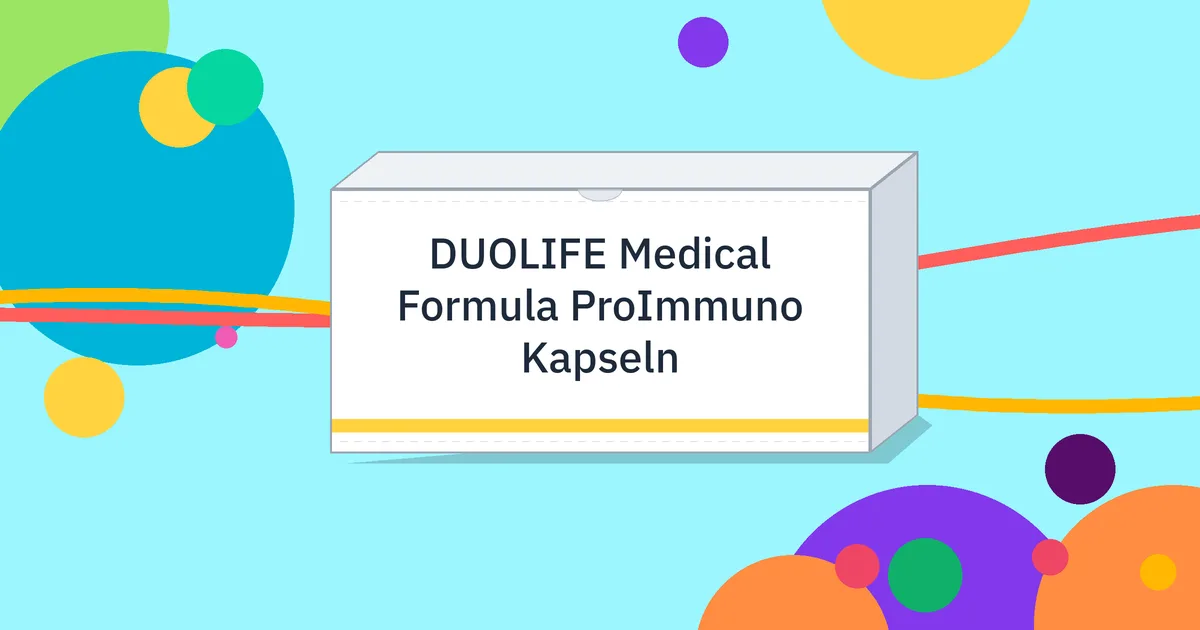 Symbolbild: Packung mit der Aufschrift DUOLIFE Medical Formula ProImmuno Kapseln (PZN 16848100) – Verfügbarkeit und Bezug in Apotheken in Frankfurt am Main