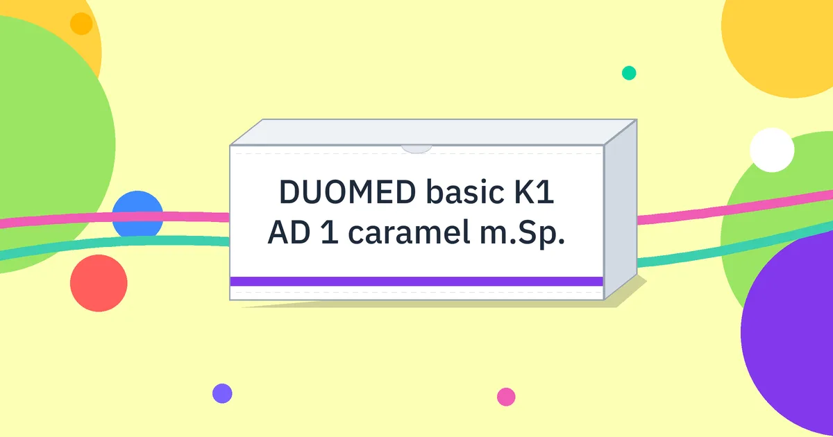 Symbolbild: Packung mit der Aufschrift DUOMED basic K1 AD 1 caramel m.Sp. (PZN 20903230) – Verfügbarkeit und Bezug in Apotheken in Frankfurt am Main