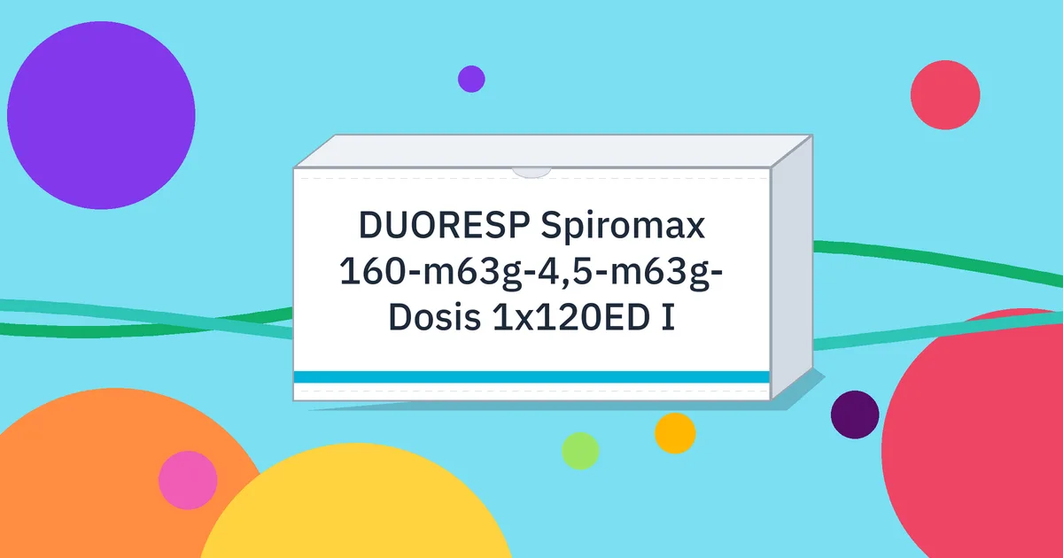 Symbolbild: Packung mit der Aufschrift DUORESP Spiromax 160-m63g-4,5-m63g-Dosis 1x120ED I (PZN 11174654) – Verfügbarkeit und Bezug in Apotheken in Frankfurt am Main