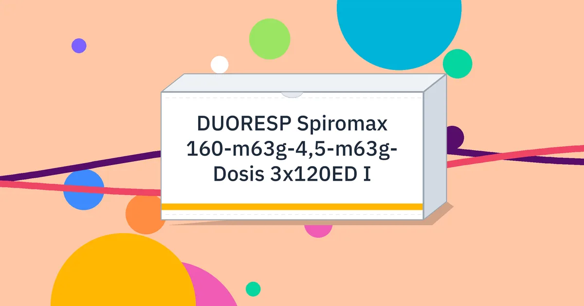 Symbolbild: Packung mit der Aufschrift DUORESP Spiromax 160-m63g-4,5-m63g-Dosis 3x120ED I (PZN 11551565) – Verfügbarkeit und Bezug in Apotheken in Frankfurt am Main