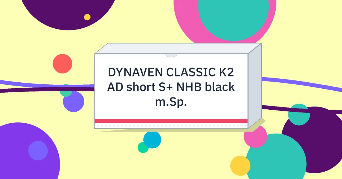 Symbolbild: Packung mit der Aufschrift DYNAVEN CLASSIC K2 AD short S+ NHB black m.Sp. (PZN 18418007) – Verfügbarkeit und Bezug in Apotheken in Frankfurt am Main