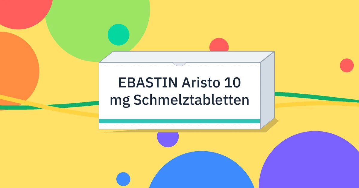 Symbolbild: Packung mit der Aufschrift EBASTIN Aristo 10 mg Schmelztabletten (PZN 20272717) – Verfügbarkeit und Bezug in Apotheken in Frankfurt am Main