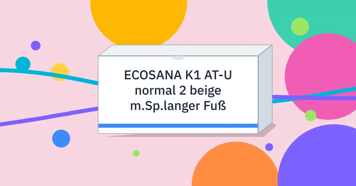 Symbolbild: Packung mit der Aufschrift ECOSANA K1 AT-U normal 2 beige m.Sp.langer Fuß (PZN 04733248) – Verfügbarkeit und Bezug in Apotheken in Frankfurt am Main