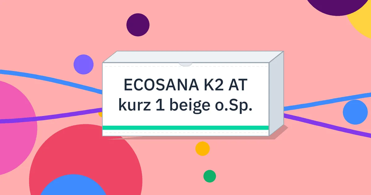 Symbolbild: Packung mit der Aufschrift ECOSANA K2 AT kurz 1 beige o.Sp. (PZN 01538641) – Verfügbarkeit und Bezug in Apotheken in Frankfurt am Main