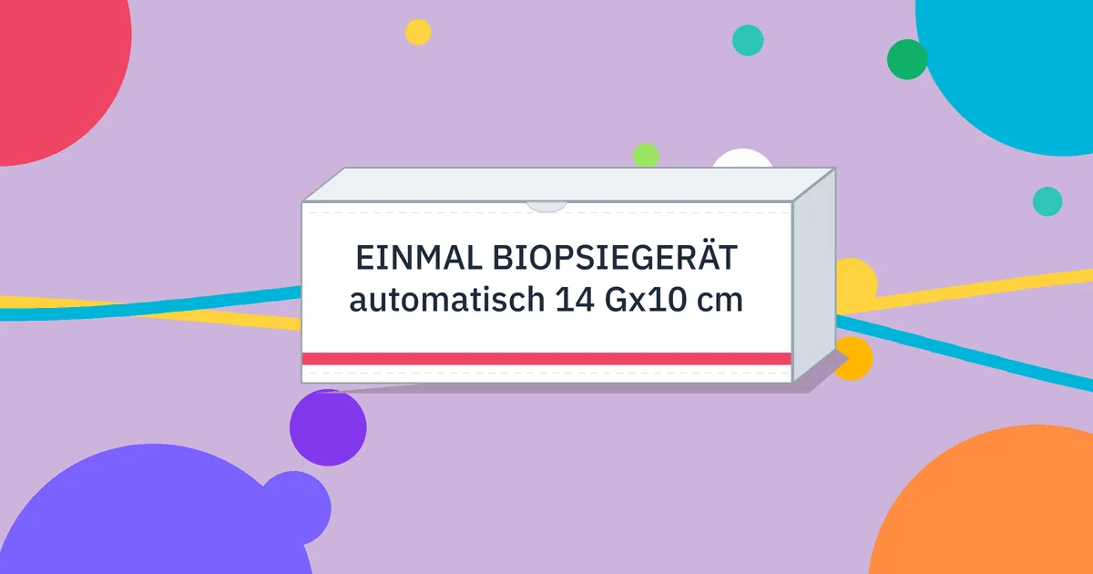 Symbolbild: Packung mit der Aufschrift EINMAL BIOPSIEGERÄT automatisch 14 Gx10 cm (PZN 14384197) – Verfügbarkeit und Bezug in Apotheken in Frankfurt am Main