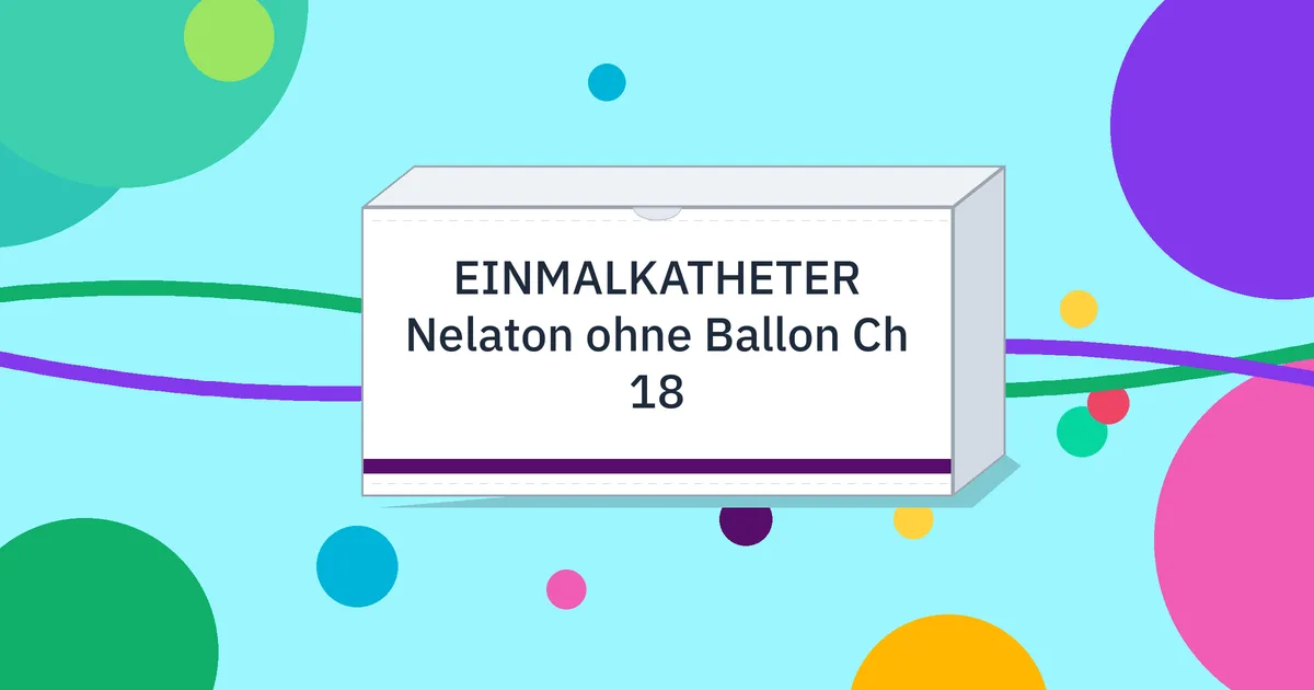 Symbolbild: Packung mit der Aufschrift EINMALKATHETER Nelaton ohne Ballon Ch 18 (PZN 00052132) – Verfügbarkeit und Bezug in Apotheken in Frankfurt am Main
