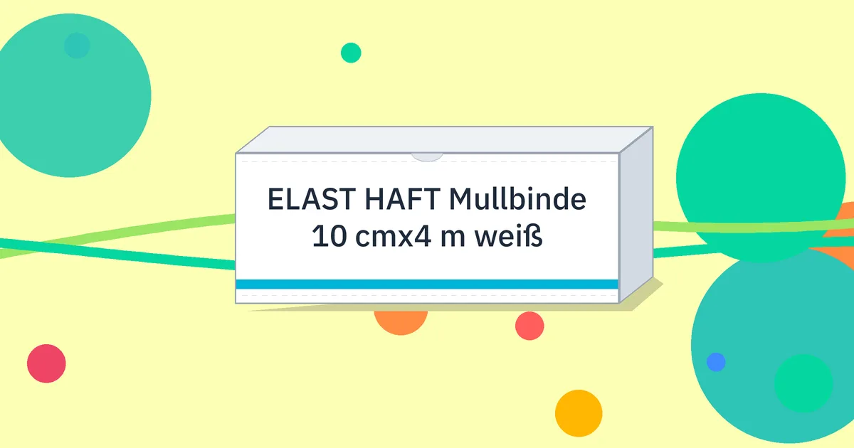 Symbolbild: Packung mit der Aufschrift ELAST HAFT Mullbinde 10 cmx4 m weiß (PZN 10810065) – Verfügbarkeit und Bezug in Apotheken in Frankfurt am Main