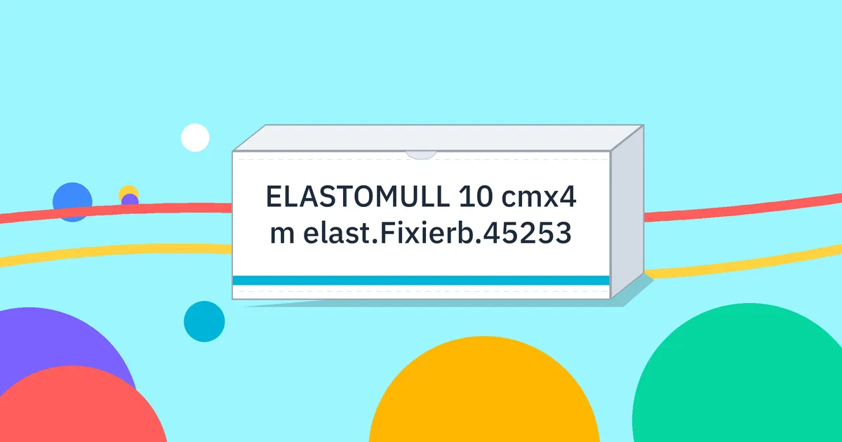 Symbolbild: Packung mit der Aufschrift ELASTOMULL 10 cmx4 m elast.Fixierb.45253 (PZN 18784887) – Verfügbarkeit und Bezug in Apotheken in Frankfurt am Main