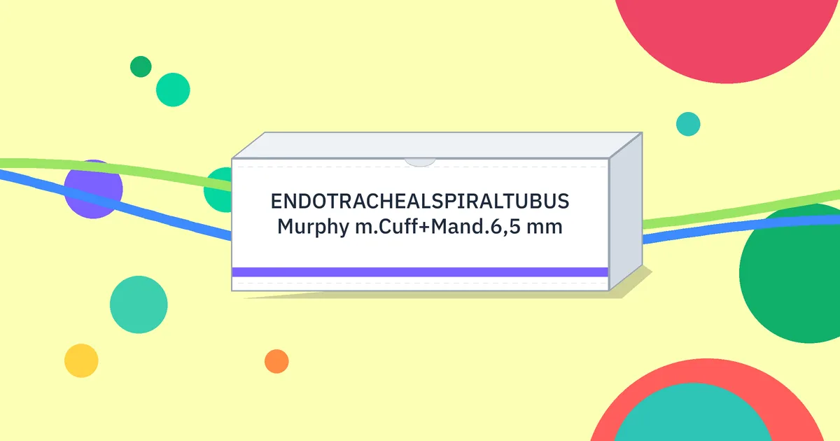 Symbolbild: Packung mit der Aufschrift ENDOTRACHEALSPIRALTUBUS Murphy m.Cuff+Mand.6,5 mm (PZN 05464402) – Verfügbarkeit und Bezug in Apotheken in Frankfurt am Main
