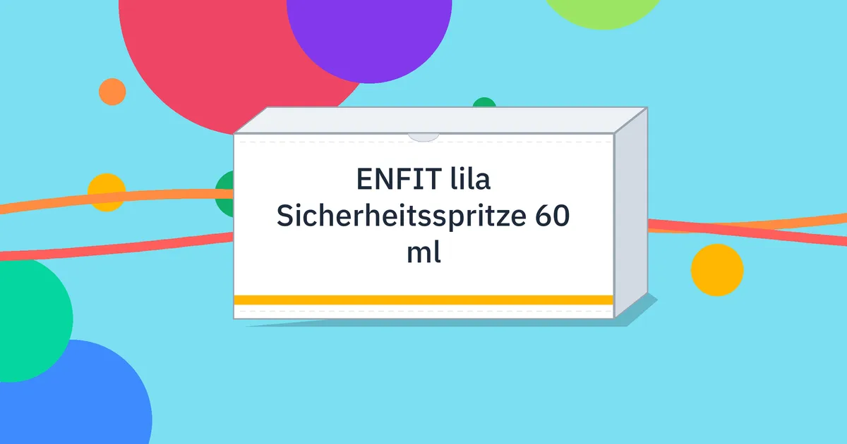 Symbolbild: Packung mit der Aufschrift ENFIT lila Sicherheitsspritze 60 ml (PZN 16735063) – Verfügbarkeit und Bezug in Apotheken in Frankfurt am Main