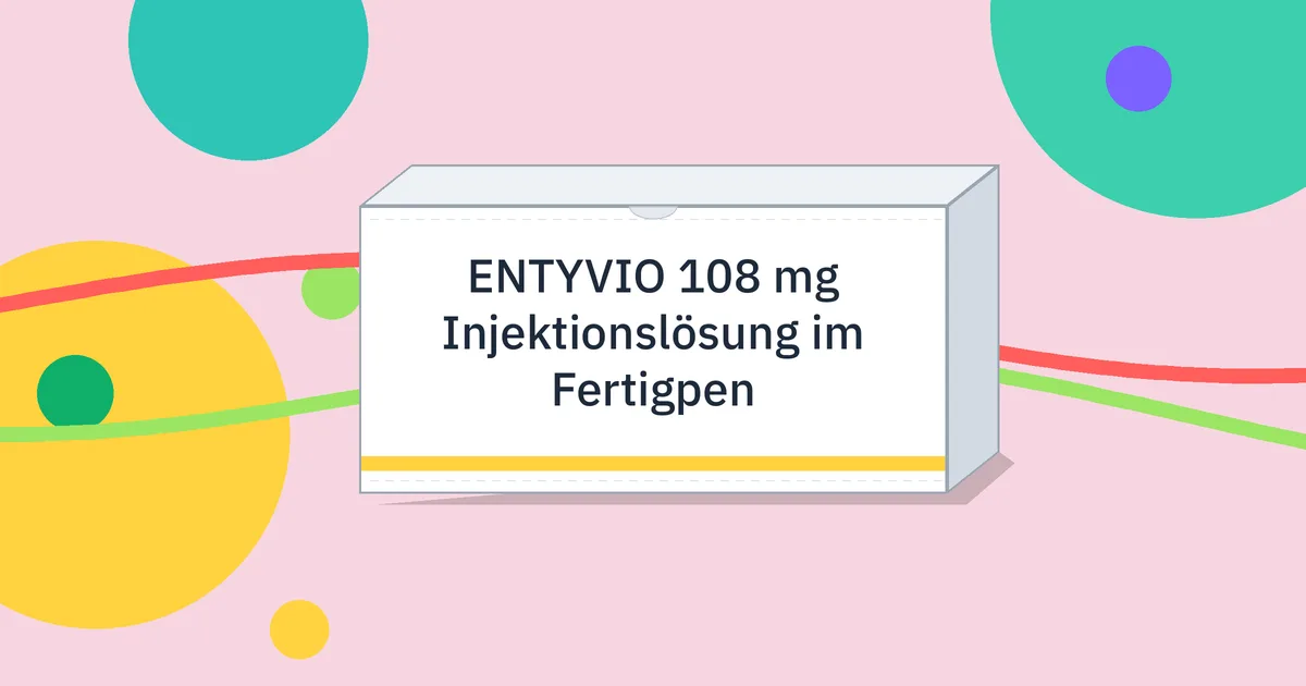 Symbolbild: Packung mit der Aufschrift ENTYVIO 108 mg Injektionslösung im Fertigpen (PZN 17849113) – Verfügbarkeit und Bezug in Apotheken in Frankfurt am Main