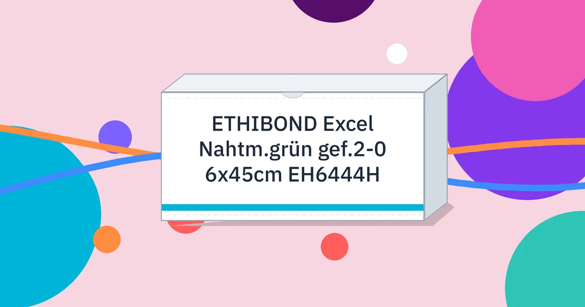 Symbolbild: Packung mit der Aufschrift ETHIBOND Excel Nahtm.grün gef.2-0 6x45cm EH6444H (PZN 16810215) – Verfügbarkeit und Bezug in Apotheken in Frankfurt am Main