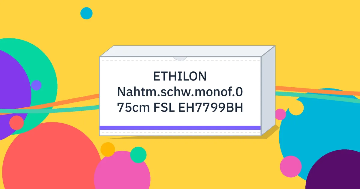 Symbolbild: Packung mit der Aufschrift ETHILON Nahtm.schw.monof.0 75cm FSL EH7799BH (PZN 20173458) – Verfügbarkeit und Bezug in Apotheken in Frankfurt am Main