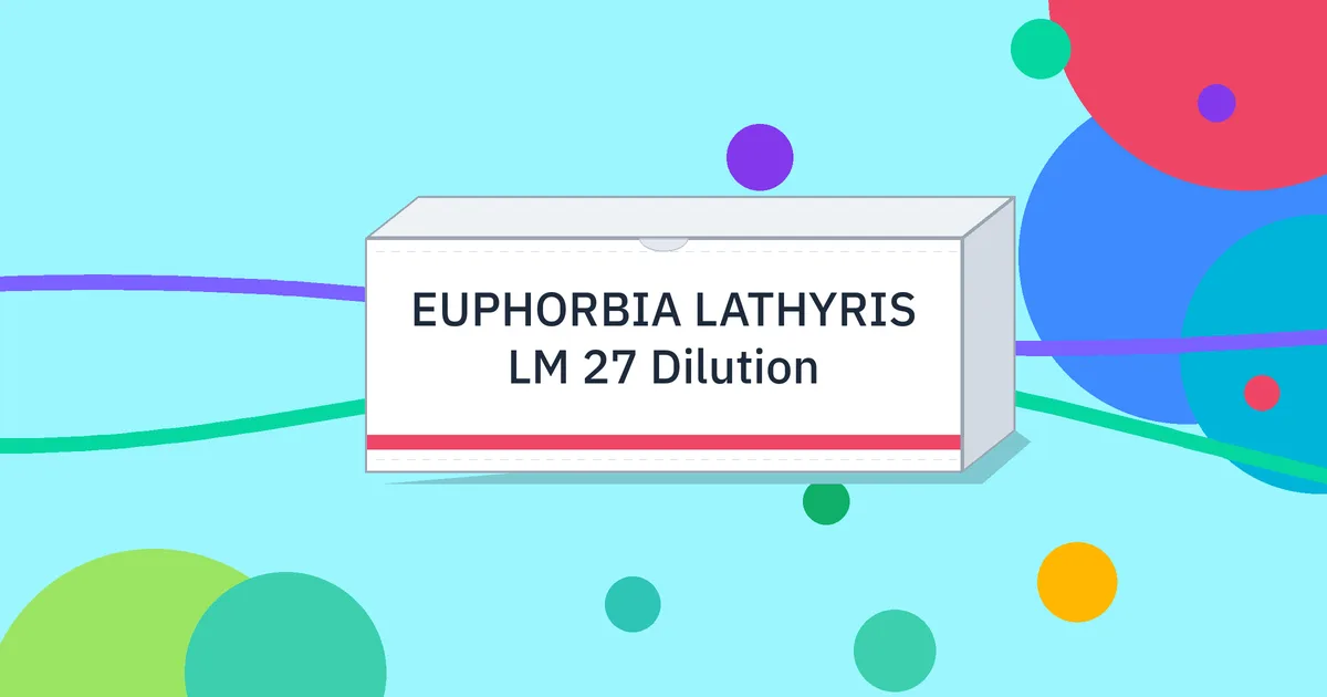 Symbolbild: Packung mit der Aufschrift EUPHORBIA LATHYRIS LM 27 Dilution (PZN 13482472) – Verfügbarkeit und Bezug in Apotheken in Frankfurt am Main