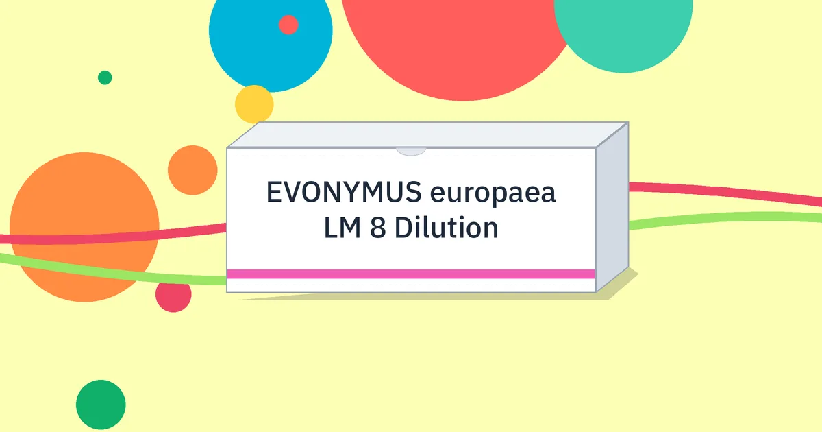 Symbolbild: Packung mit der Aufschrift EVONYMUS europaea LM 8 Dilution (PZN 13484554) – Verfügbarkeit und Bezug in Apotheken in Frankfurt am Main