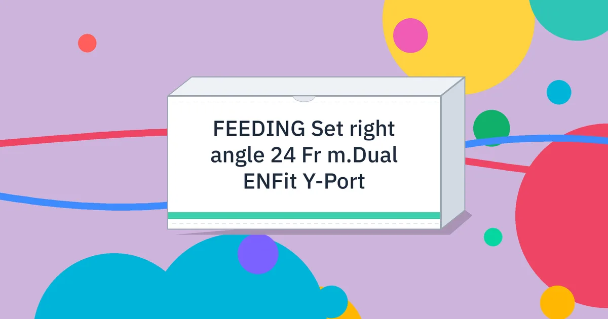 Symbolbild: Packung mit der Aufschrift FEEDING Set right angle 24 Fr m.Dual ENFit Y-Port (PZN 20305144) – Verfügbarkeit und Bezug in Apotheken in Frankfurt am Main