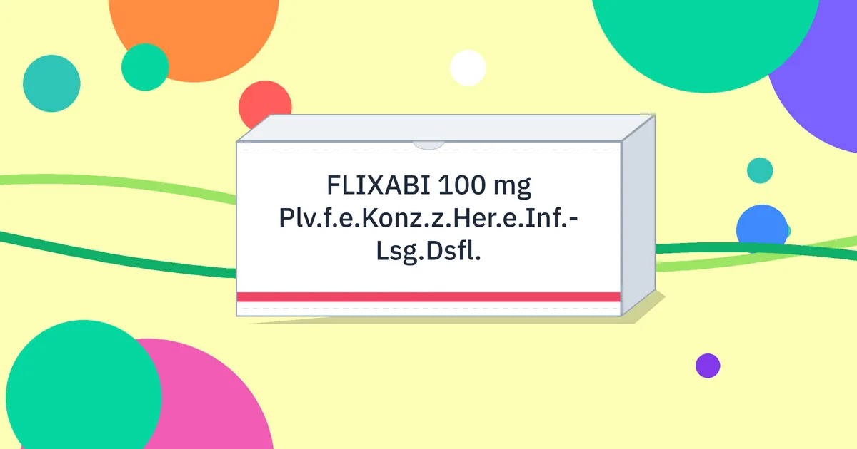 Symbolbild: Packung mit der Aufschrift FLIXABI 100 mg Plv.f.e.Konz.z.Her.e.Inf.-Lsg.Dsfl. (PZN 16236176) – Verfügbarkeit und Bezug in Apotheken in Frankfurt am Main