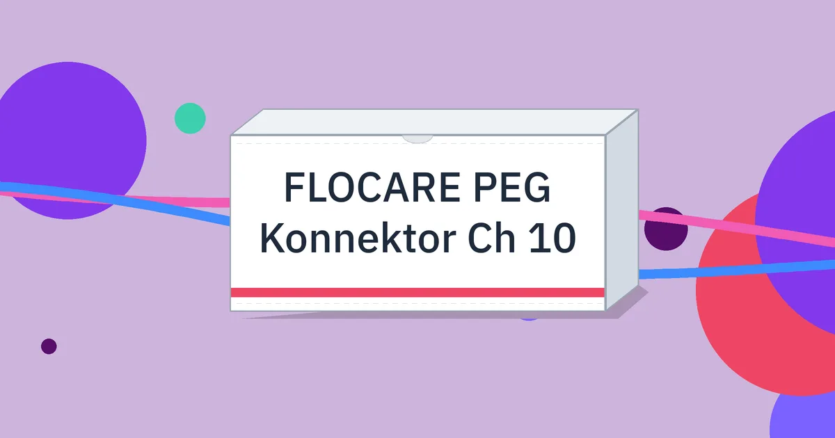 Symbolbild: Packung mit der Aufschrift FLOCARE PEG Konnektor Ch 10 (PZN 11289995) – Verfügbarkeit und Bezug in Apotheken in Frankfurt am Main