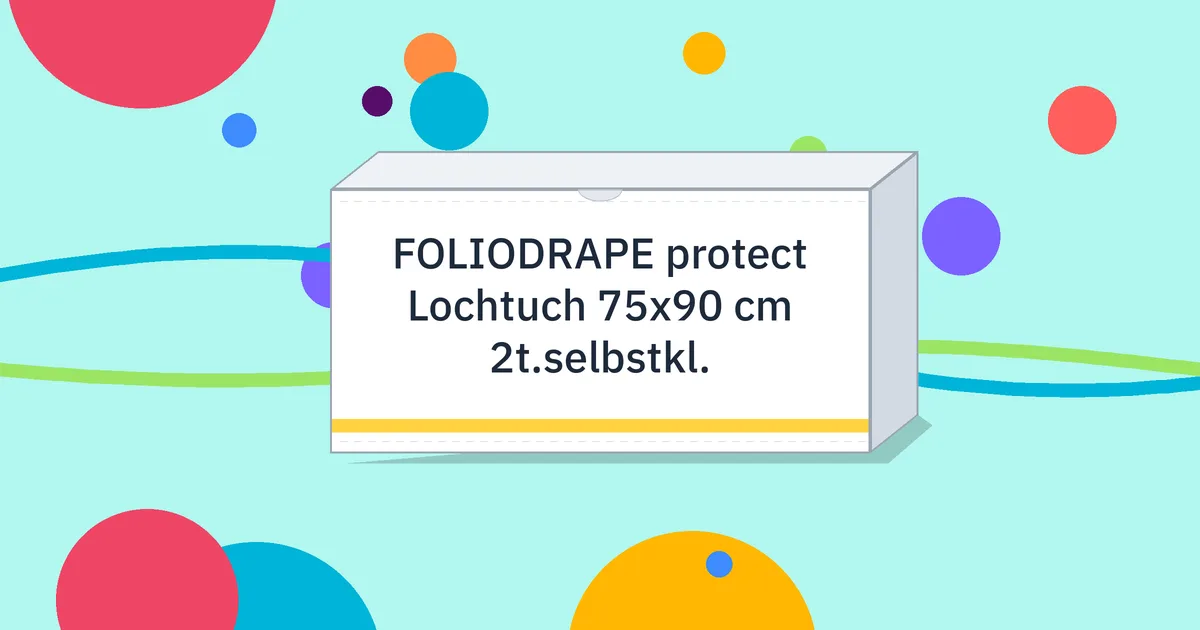 Symbolbild: Packung mit der Aufschrift FOLIODRAPE protect Lochtuch 75x90 cm 2t.selbstkl. (PZN 00798274) – Verfügbarkeit und Bezug in Apotheken in Frankfurt am Main