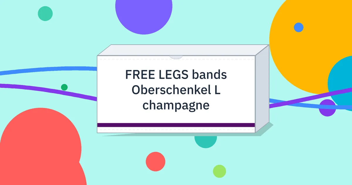 Symbolbild: Packung mit der Aufschrift FREE LEGS bands Oberschenkel L champagne (PZN 16175316) – Verfügbarkeit und Bezug in Apotheken in Frankfurt am Main
