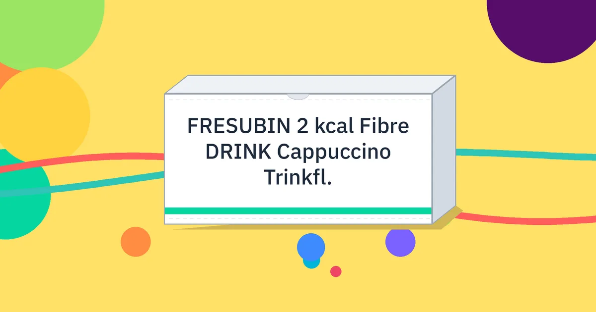 Symbolbild: Packung mit der Aufschrift FRESUBIN 2 kcal Fibre DRINK Cappuccino Trinkfl. (PZN 18832557) – Verfügbarkeit und Bezug in Apotheken in Frankfurt am Main