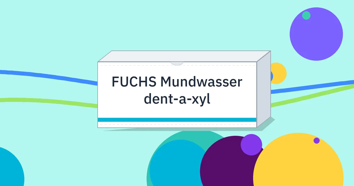 Symbolbild: Packung mit der Aufschrift FUCHS Mundwasser dent-a-xyl (PZN 09229359) – Verfügbarkeit und Bezug in Apotheken in Frankfurt am Main