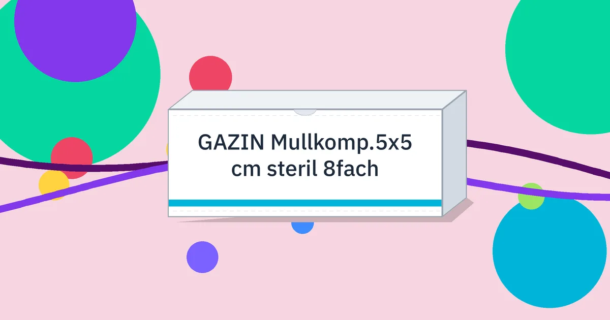 Symbolbild: Packung mit der Aufschrift GAZIN Mullkomp.5x5 cm steril 8fach (PZN 14444195) – Verfügbarkeit und Bezug in Apotheken in Frankfurt am Main