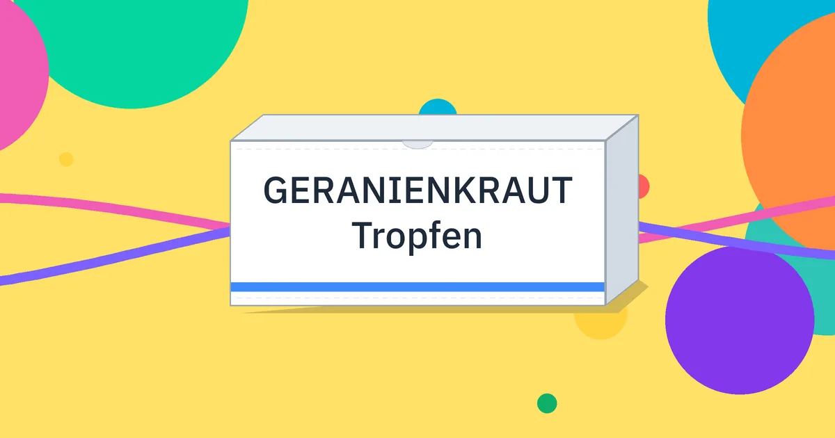 Symbolbild: Packung mit der Aufschrift GERANIENKRAUT Tropfen (PZN 20183876) – Verfügbarkeit und Bezug in Apotheken in Frankfurt am Main