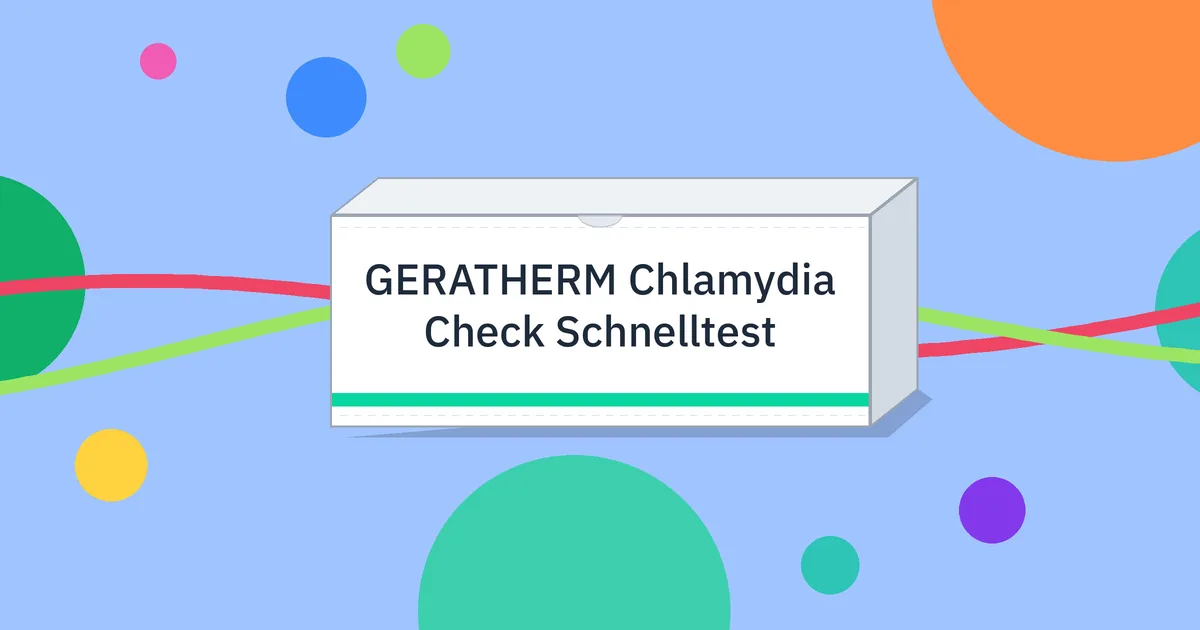 Symbolbild: Packung mit der Aufschrift GERATHERM Chlamydia Check Schnelltest (PZN 09421619) – Verfügbarkeit und Bezug in Apotheken in Frankfurt am Main