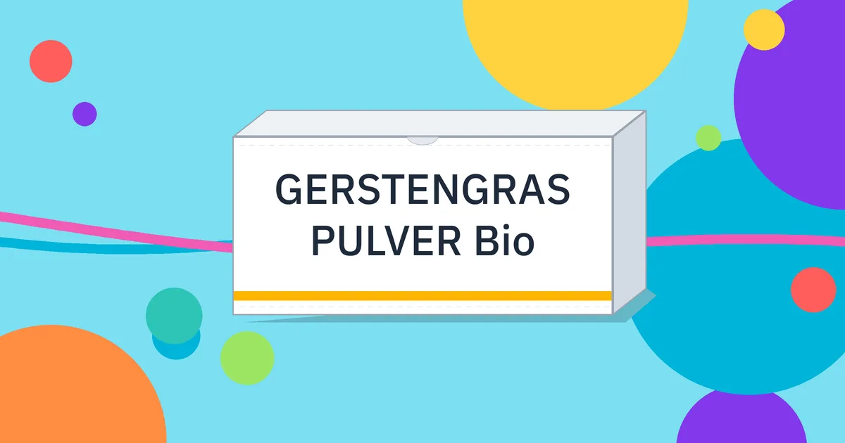 Symbolbild: Packung mit der Aufschrift GERSTENGRAS PULVER Bio (PZN 11008430) – Verfügbarkeit und Bezug in Apotheken in Frankfurt am Main
