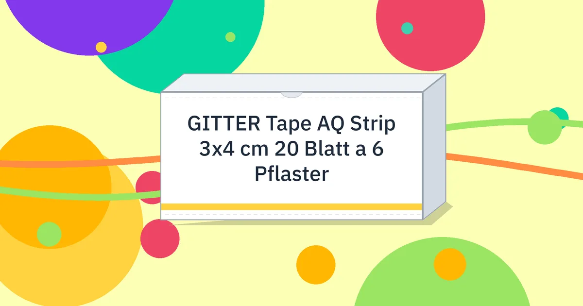 Symbolbild: Packung mit der Aufschrift GITTER Tape AQ Strip 3x4 cm 20 Blatt a 6 Pflaster (PZN 08849462) – Verfügbarkeit und Bezug in Apotheken in Frankfurt am Main