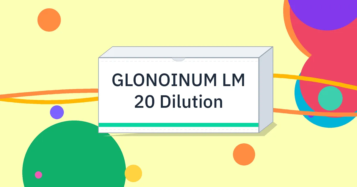 Symbolbild: Packung mit der Aufschrift GLONOINUM LM 20 Dilution (PZN 12879055) – Verfügbarkeit und Bezug in Apotheken in Frankfurt am Main