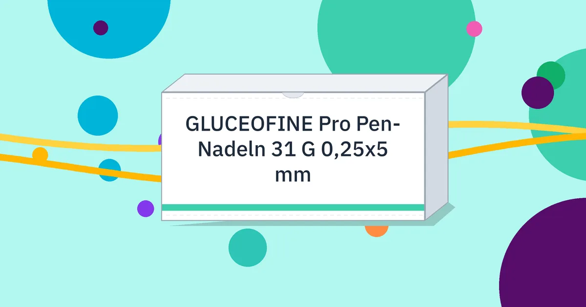 Symbolbild: Packung mit der Aufschrift GLUCEOFINE Pro Pen-Nadeln 31 G 0,25x5 mm (PZN 14006153) – Verfügbarkeit und Bezug in Apotheken in Frankfurt am Main