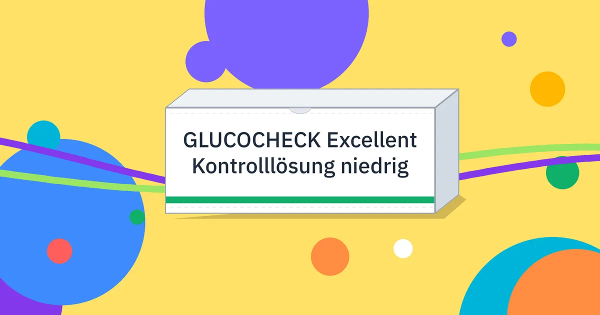 Symbolbild: Packung mit der Aufschrift GLUCOCHECK Excellent Kontrolllösung niedrig (PZN 09121113) – Verfügbarkeit und Bezug in Apotheken in Frankfurt am Main