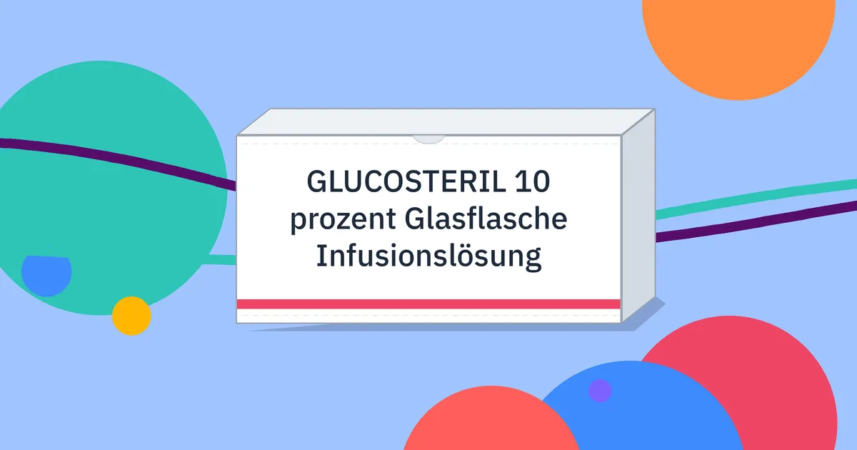 Symbolbild: Packung mit der Aufschrift GLUCOSTERIL 10 prozent Glasflasche Infusionslösung (PZN 00424674) – Verfügbarkeit und Bezug in Apotheken in Frankfurt am Main