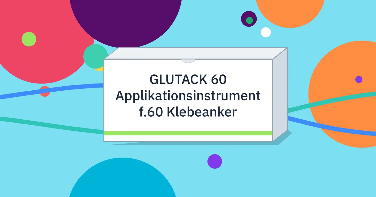 Symbolbild: Packung mit der Aufschrift GLUTACK 60 Applikationsinstrument f.60 Klebeanker (PZN 18650885) – Verfügbarkeit und Bezug in Apotheken in Frankfurt am Main