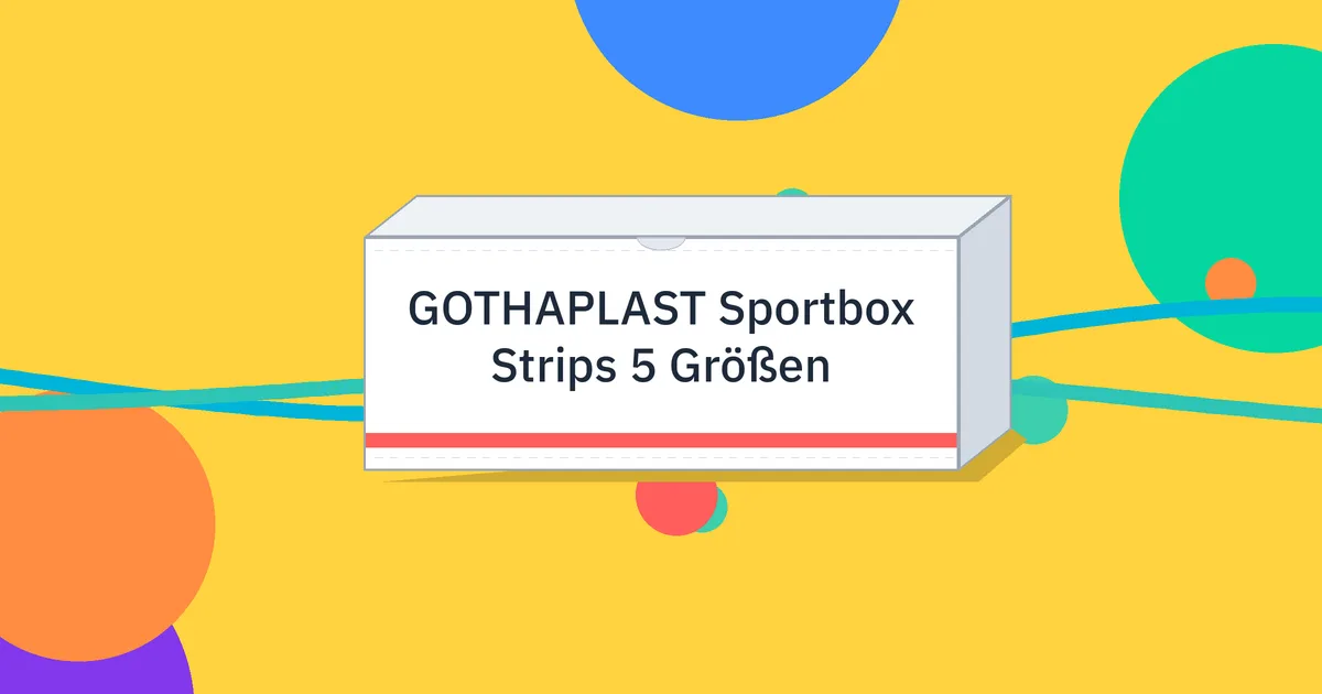 Symbolbild: Packung mit der Aufschrift GOTHAPLAST Sportbox Strips 5 Größen (PZN 15575640) – Verfügbarkeit und Bezug in Apotheken in Frankfurt am Main