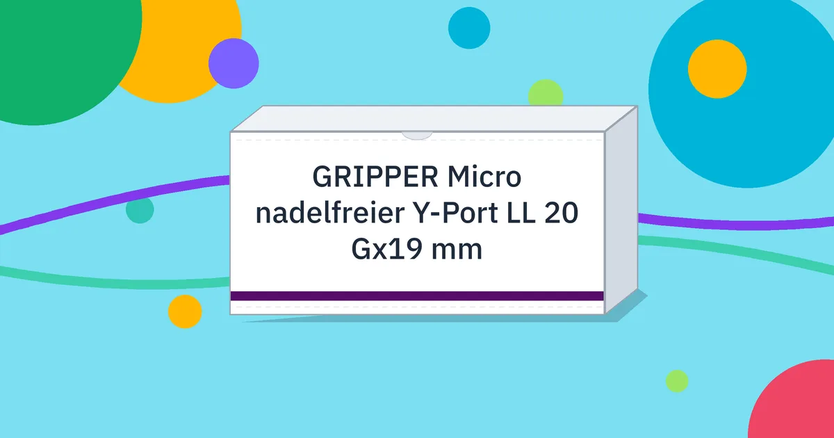 Symbolbild: Packung mit der Aufschrift GRIPPER Micro nadelfreier Y-Port LL 20 Gx19 mm (PZN 09676012) – Verfügbarkeit und Bezug in Apotheken in Frankfurt am Main