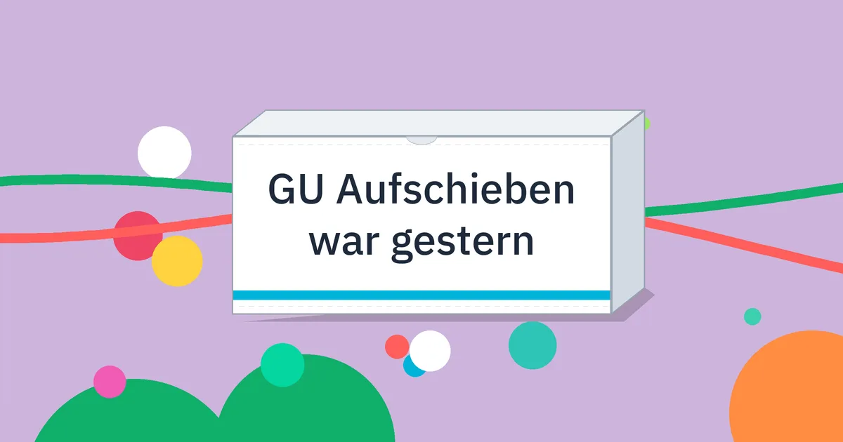 Symbolbild: Packung mit der Aufschrift GU Aufschieben war gestern (PZN 19159619) – Verfügbarkeit und Bezug in Apotheken in Frankfurt am Main