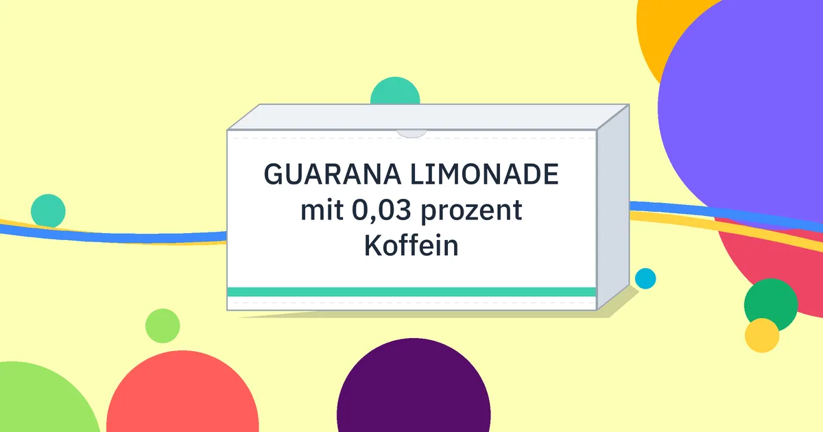 Symbolbild: Packung mit der Aufschrift GUARANA LIMONADE mit 0,03 prozent Koffein (PZN 16934325) – Verfügbarkeit und Bezug in Apotheken in Frankfurt am Main